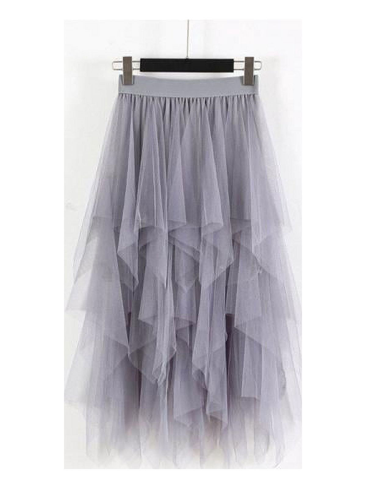 Topumt Women High Waist Tulle Mesh Skirt Solid Tutu Tulle Long Skirt ...