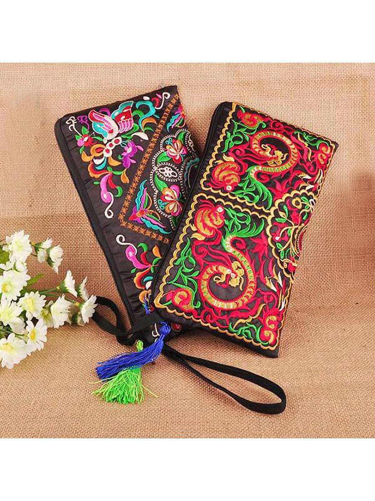 Topumt Women Retro Handmade Ethnic Embroidered Wallet - Walmart.com