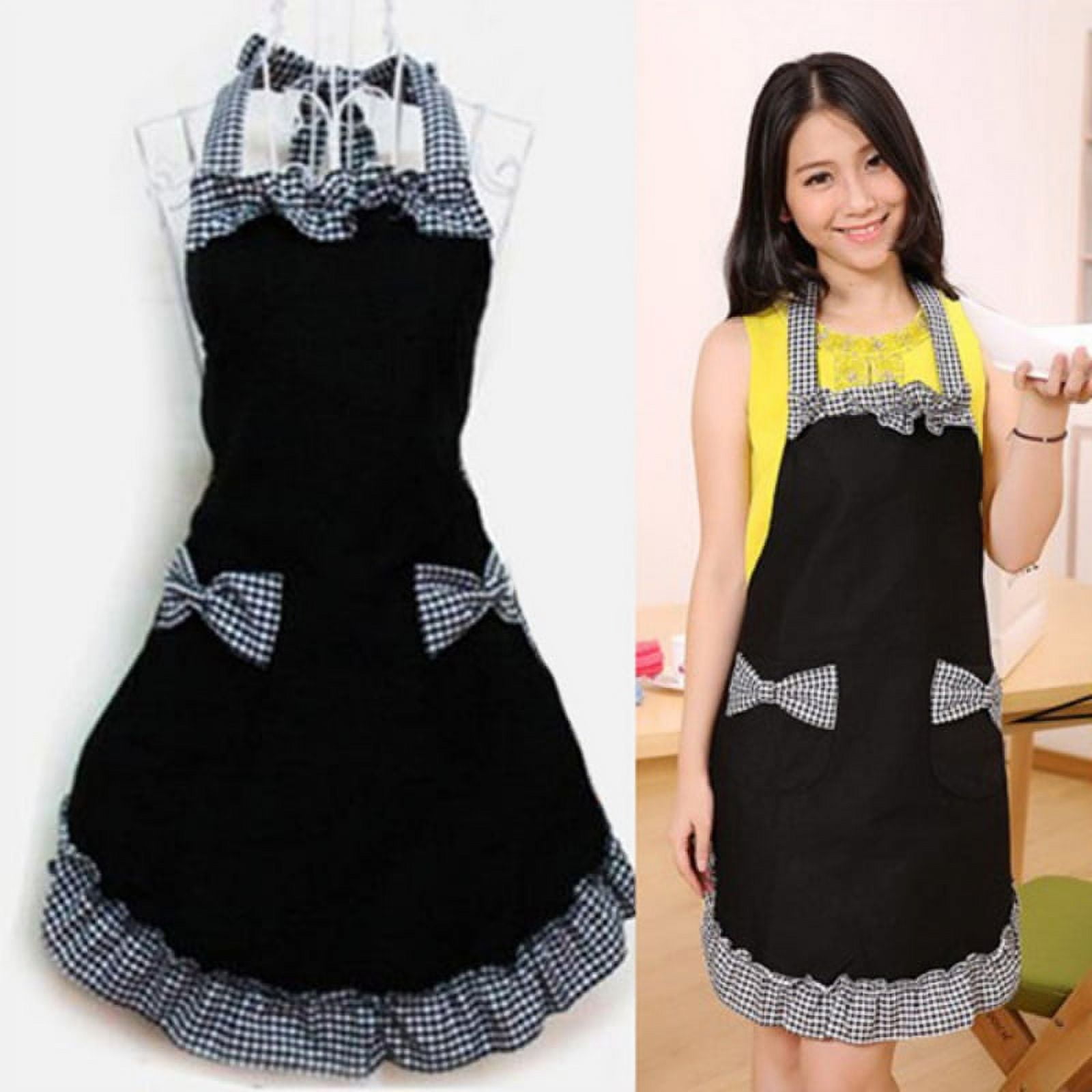 Topumt Women Vintage Cute Bowknot Apron Cooking Kitchen Bib Dress With ...