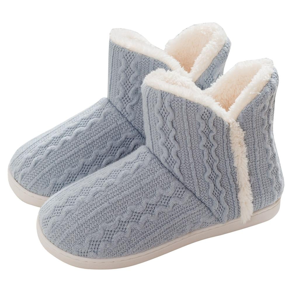 Topumt Women Warm Bootie Fuzzy Slippers Fluffy Plush Indoor Outdoor ...