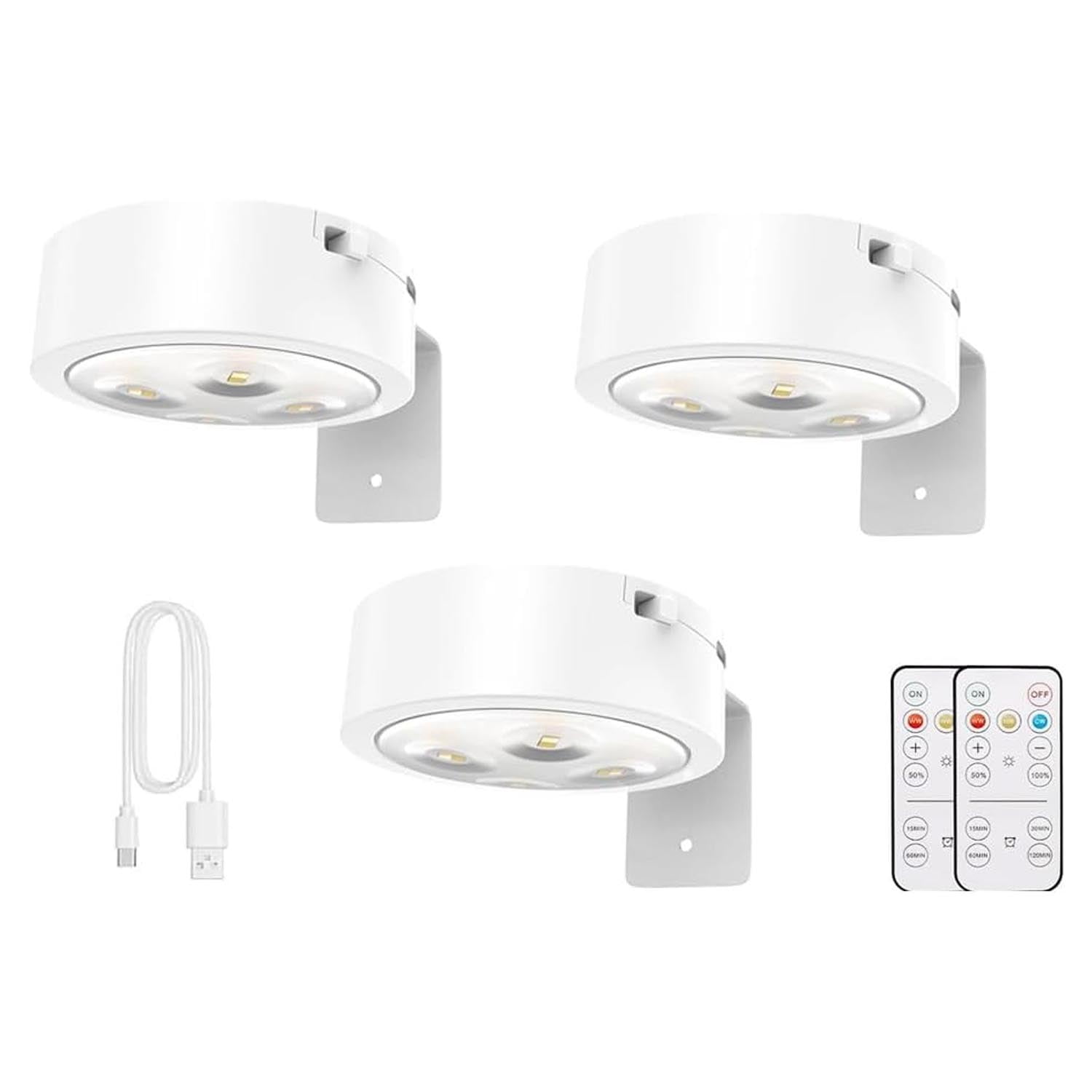 Topveden Picture Lights for Wall, 3Pcs Wireless Rechargeable Magnetic ...