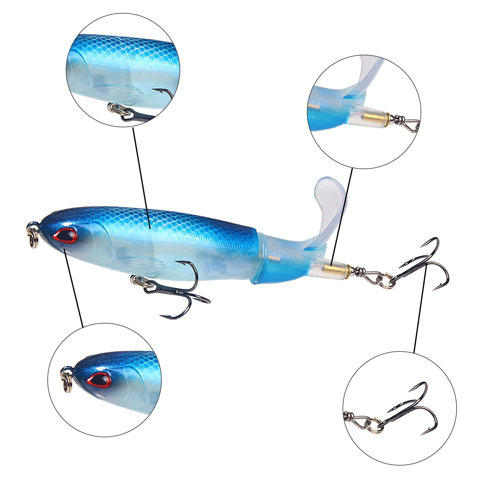 Topwater Fishing Lure Set 11cm 15g, Fishing Hook Rotating Tail Fishing ...