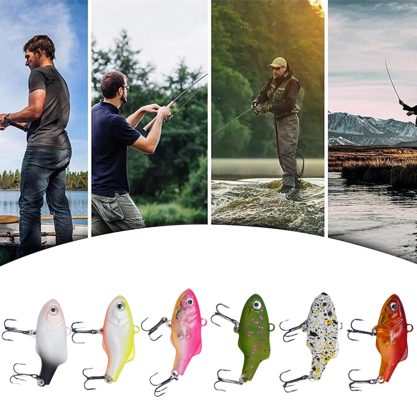 Topwater Fishing Lures Set of 6 - Floating Rattling Hooks for Walleye ...