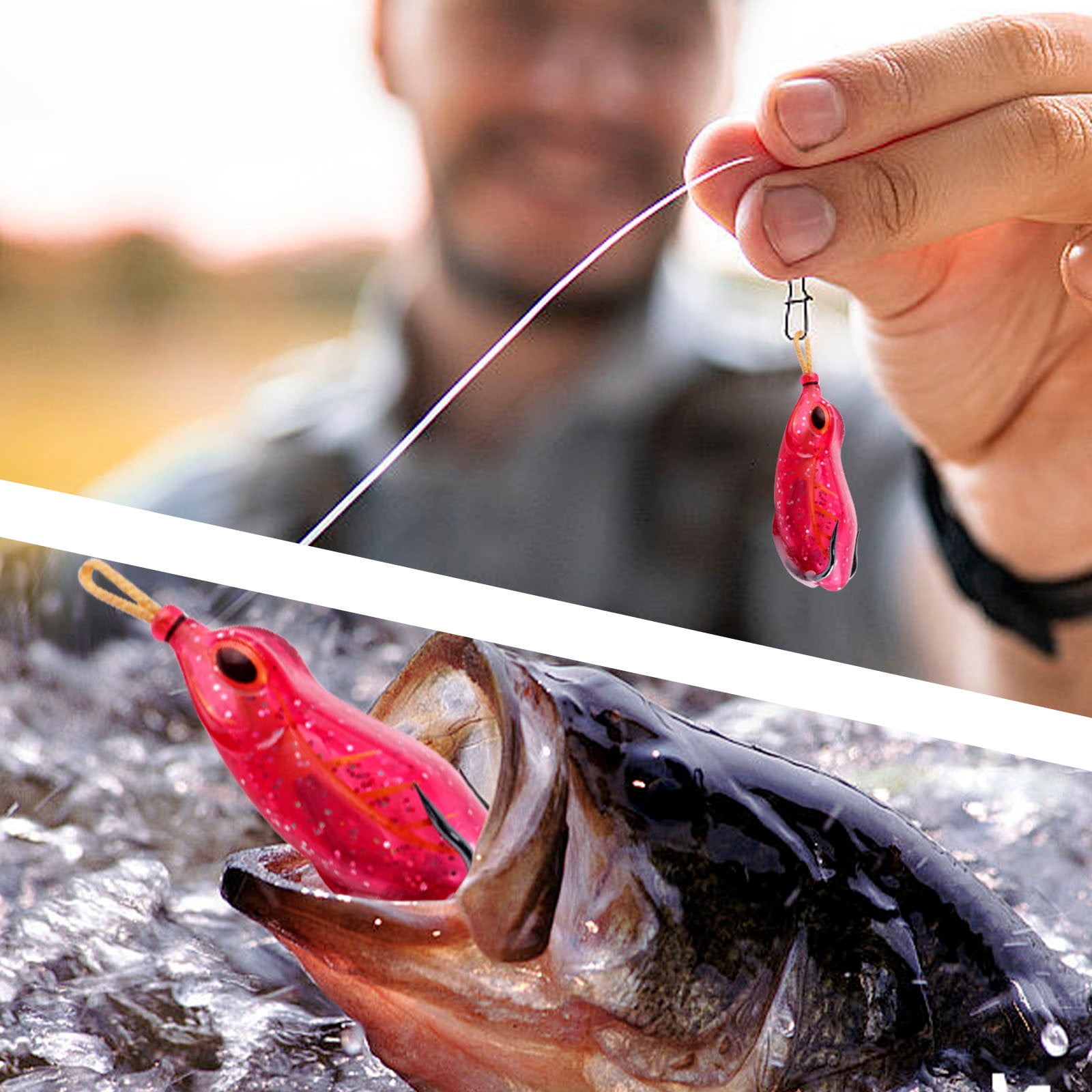 Topwater Frog Lure Bass Trout Fishing Lures Kit Set Realistic Prop Frog ...