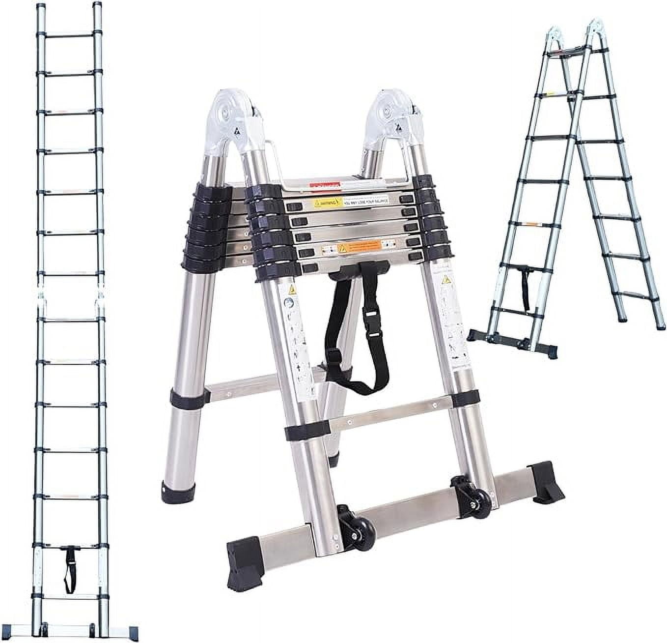 Topwire 12.5FT Telescopic A-Type Ladder, High Strength Stainless Steel ...