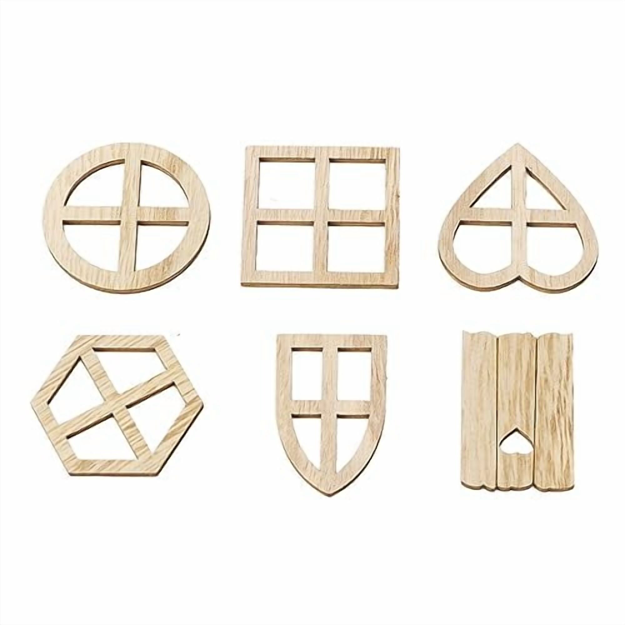Topyond 100pcs Wood Window Cutouts - Multipurpose Unfinished Wood ...