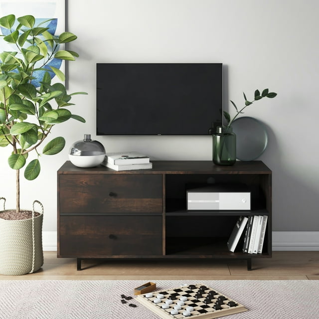 Tora 46" TV Stand Media Console Nutmeg Wooden Console, Brown Oak ...