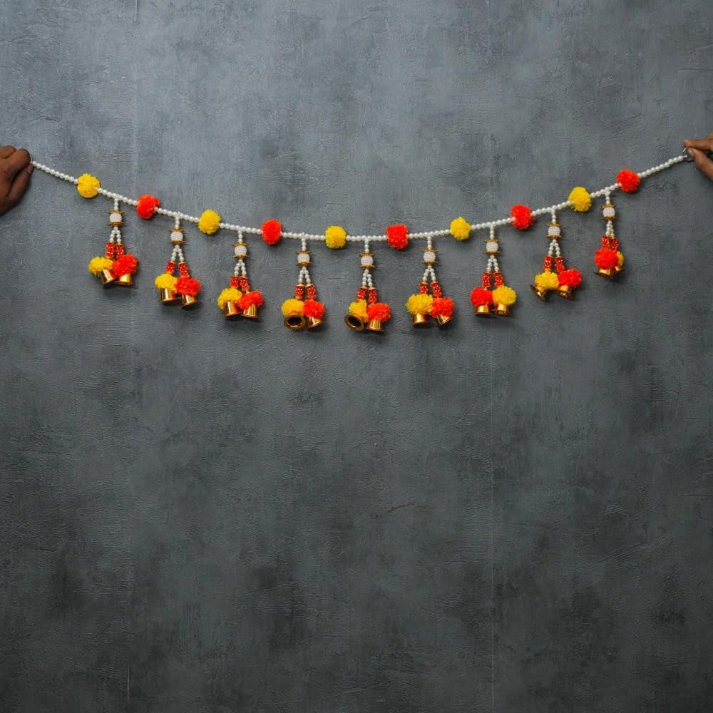 Toran with Hanging Bells | Toran Door Hanging | Marigold Decorations ...