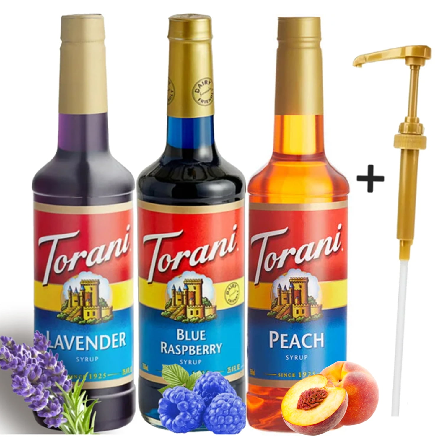 Torani Blue Raspberry + Lavender + Peach Syrup, 25.4 oz (750 mL ...