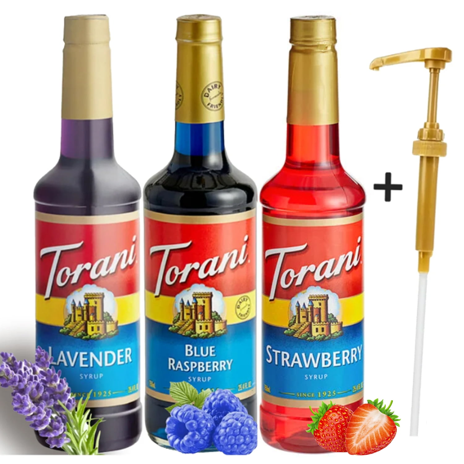 Torani Blue Raspberry + Lavender + Strawberry Syrup, 25.4 oz (750 mL ...