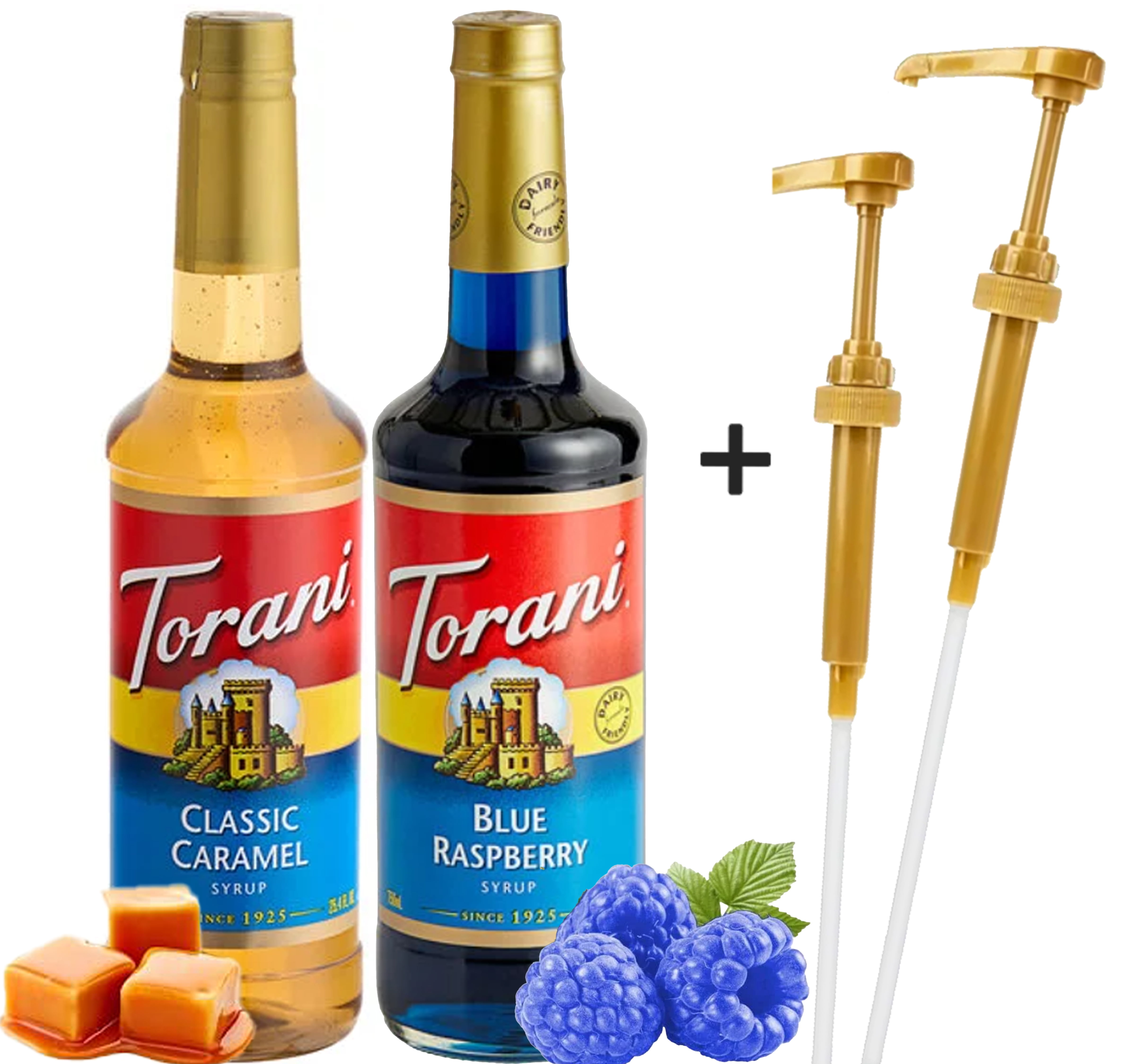 Torani Blue Raspberry Syrup + Torani Classic Caramel Syrup, 25.4 oz ...