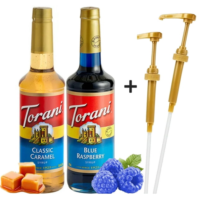 Torani Blue Raspberry Syrup + Torani Classic Caramel Syrup, 25.4 oz ...