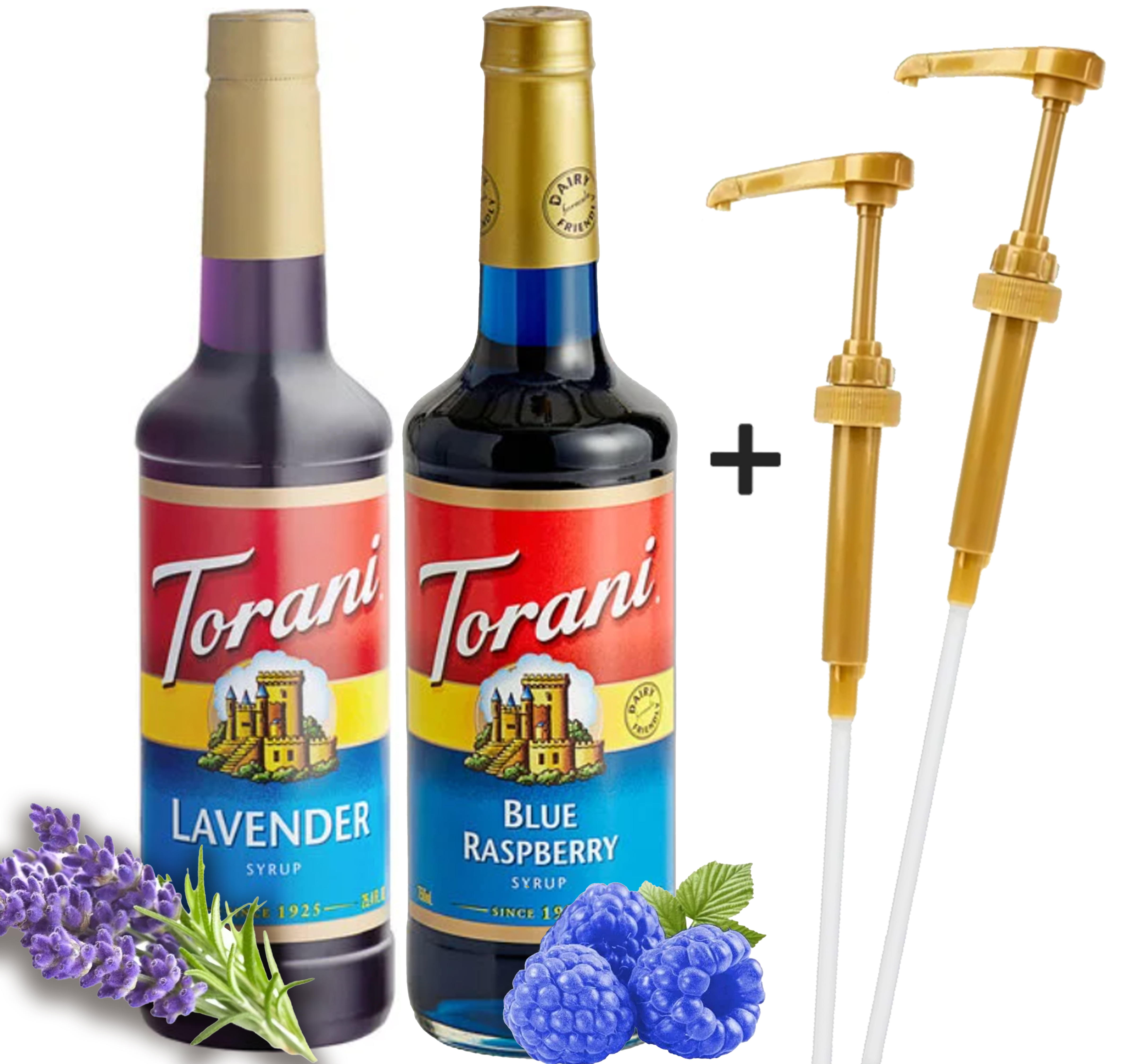 Torani Blue Raspberry Syrup + Torani Lavender Syrup, 25.4 oz (750 mL ...