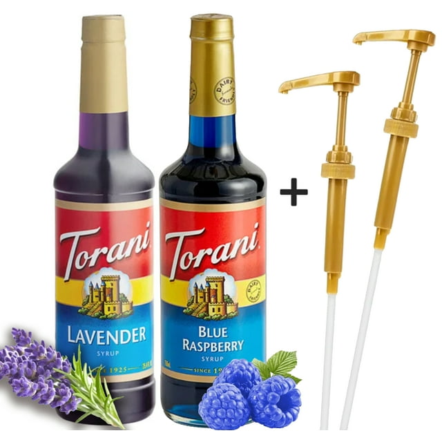 Torani Blue Raspberry Syrup + Torani Lavender Syrup, 25.4 oz (750 mL ...
