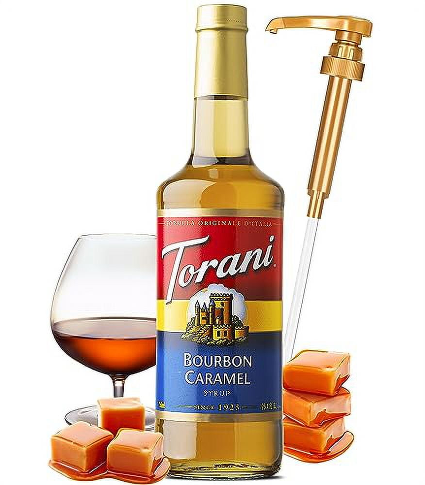 Torani Bourbon Caramel Syrup .. with Little Squirt Syrup .. Pump ...