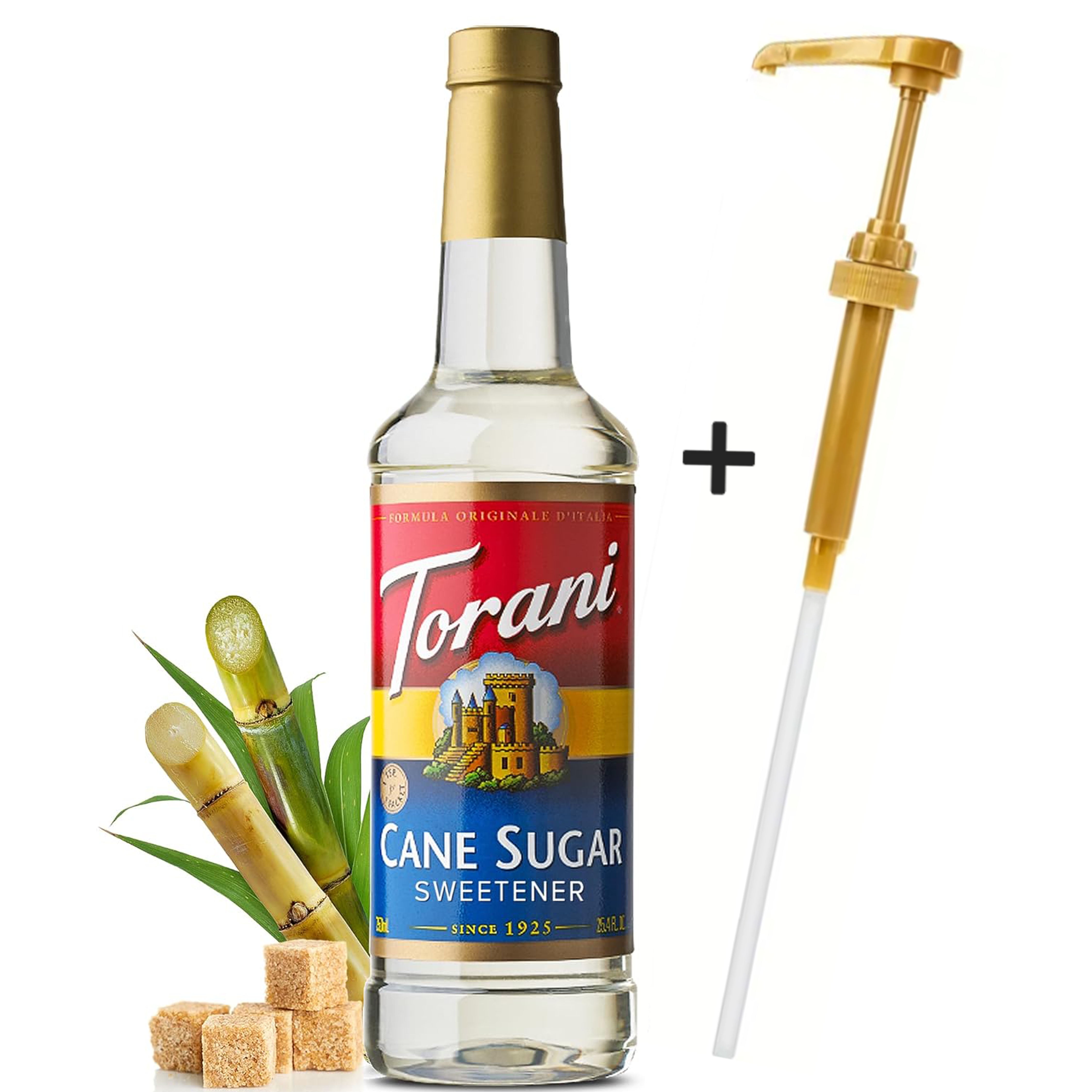 Torani Cane Sugar Sweetener Syrup 750 mL Plastic Bottle + Gold Syrup ...