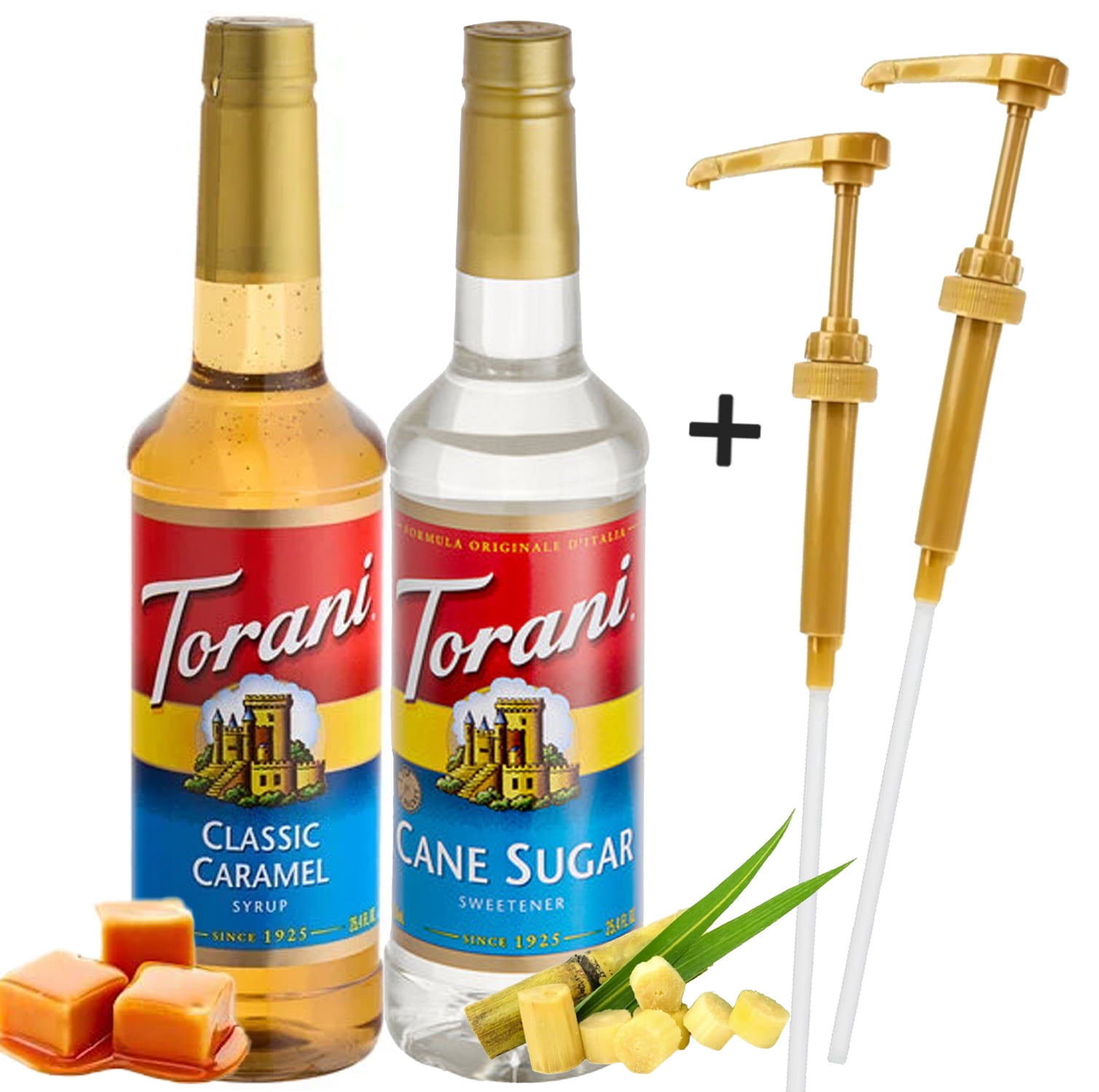 Torani Cane Sugar Sweetener Syrup + Torani Classic Caramel Syrup, 24.5 ...