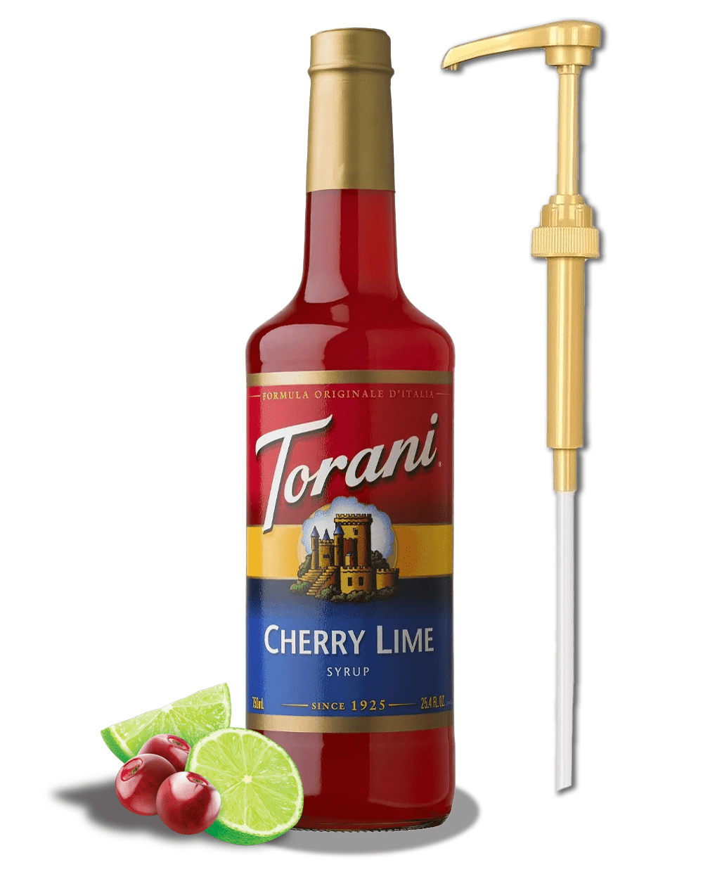 Torani Cherry Lime Syrup, 750mL (25.4 fl oz) Bottle + Gold Pump ...