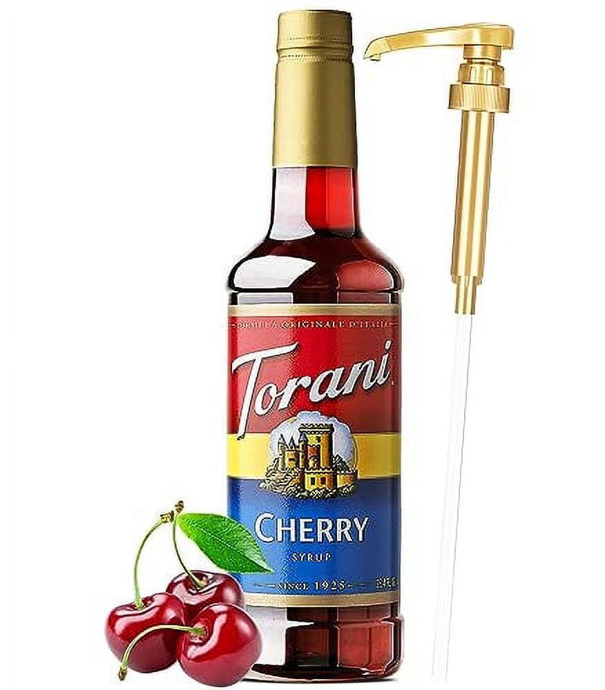 Torani Cherry Syrup with .. Little Squirt Syrup Pump, .. Plastic Bottle ...