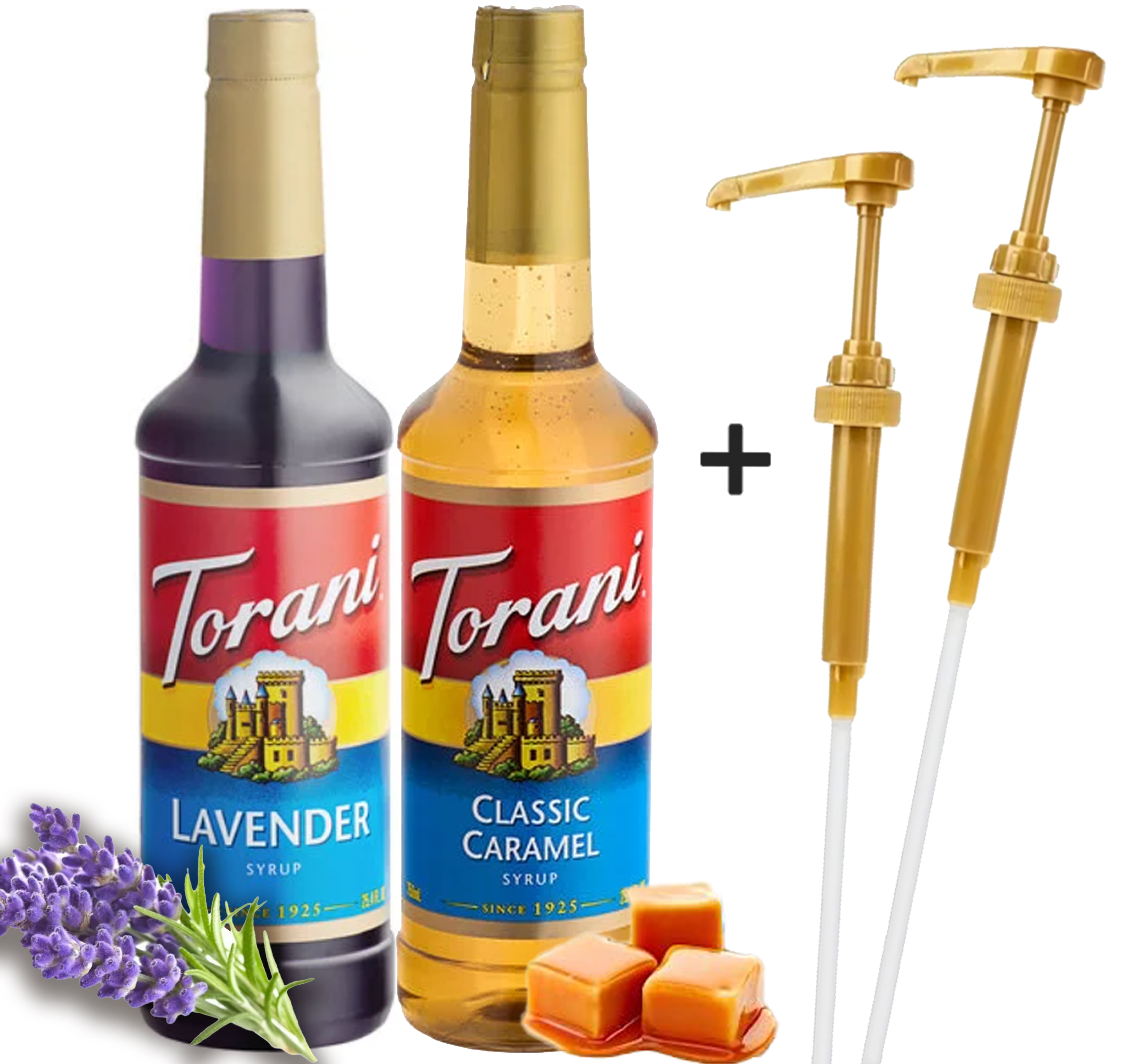 Torani Classic Caramel Flavoring Syrup + Torani Lavender Syrup 25.4 oz ...