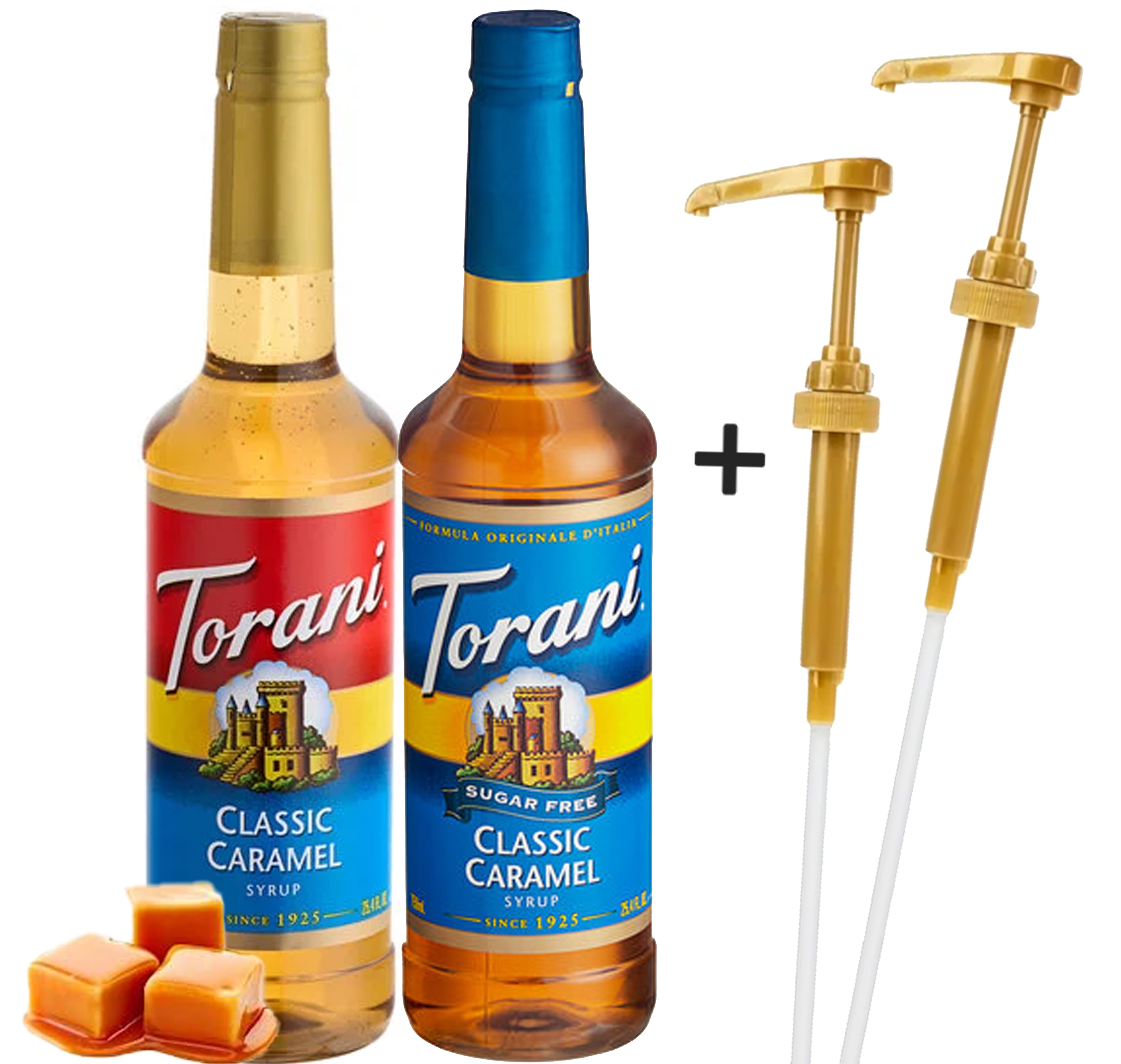 Torani Classic Caramel Flavoring Syrup + Torani Sugar-Free Classic ...