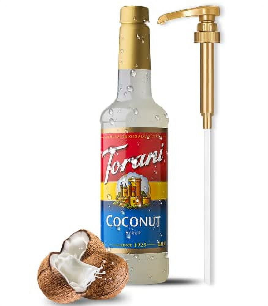 Torani Coconut Syrup, Little Squirt Pump, Plastic Bottle, 750ml, 25.4 ...