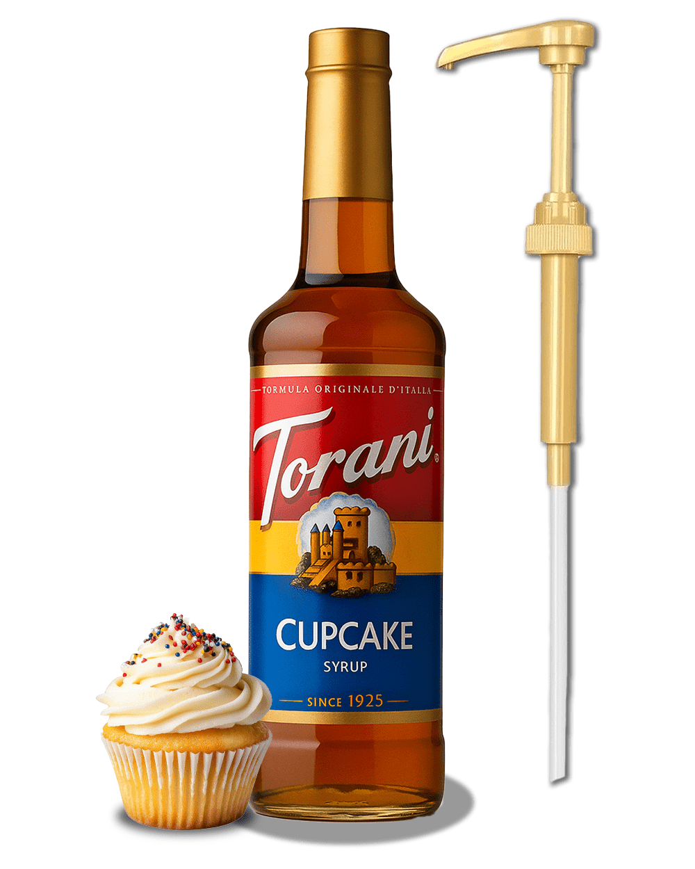 Torani, Cupcake Syrup, 750mL Bottle + Gold Pump, Vanilla Flavor ...