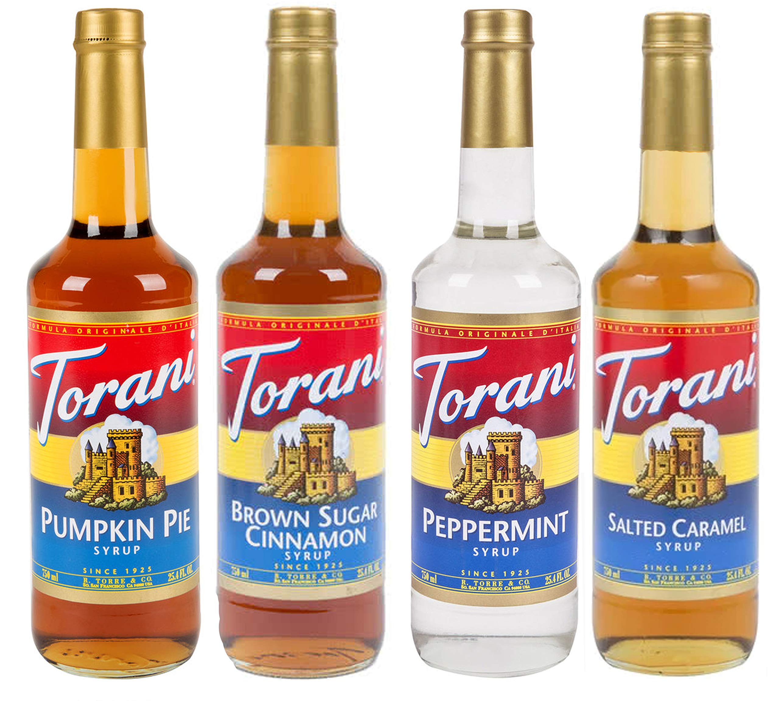 Torani Fall Winter Syrup 4 Pack, Pumpkin Pie, Peppermint, Salted ...