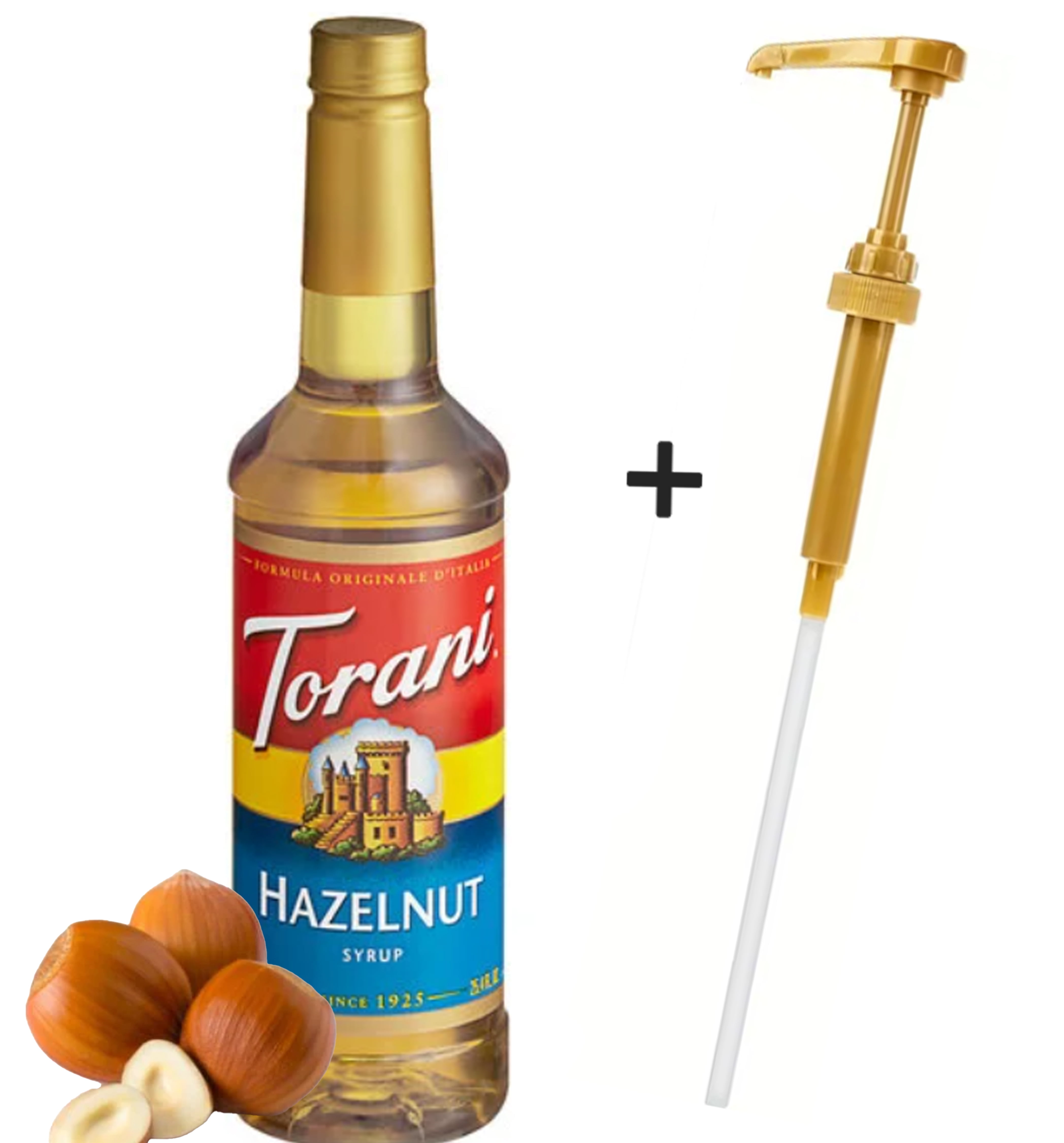 Torani Hazelnut Syrup, 25.4 oz Bottle with Gold Pump, Great for Coffee ...