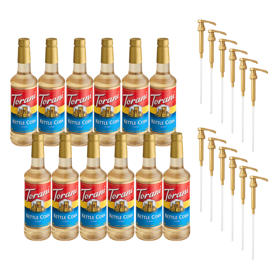 Torani Kettle Corn Flavoring Syrup, 750 mL with Bonus Squeeze Pump ...