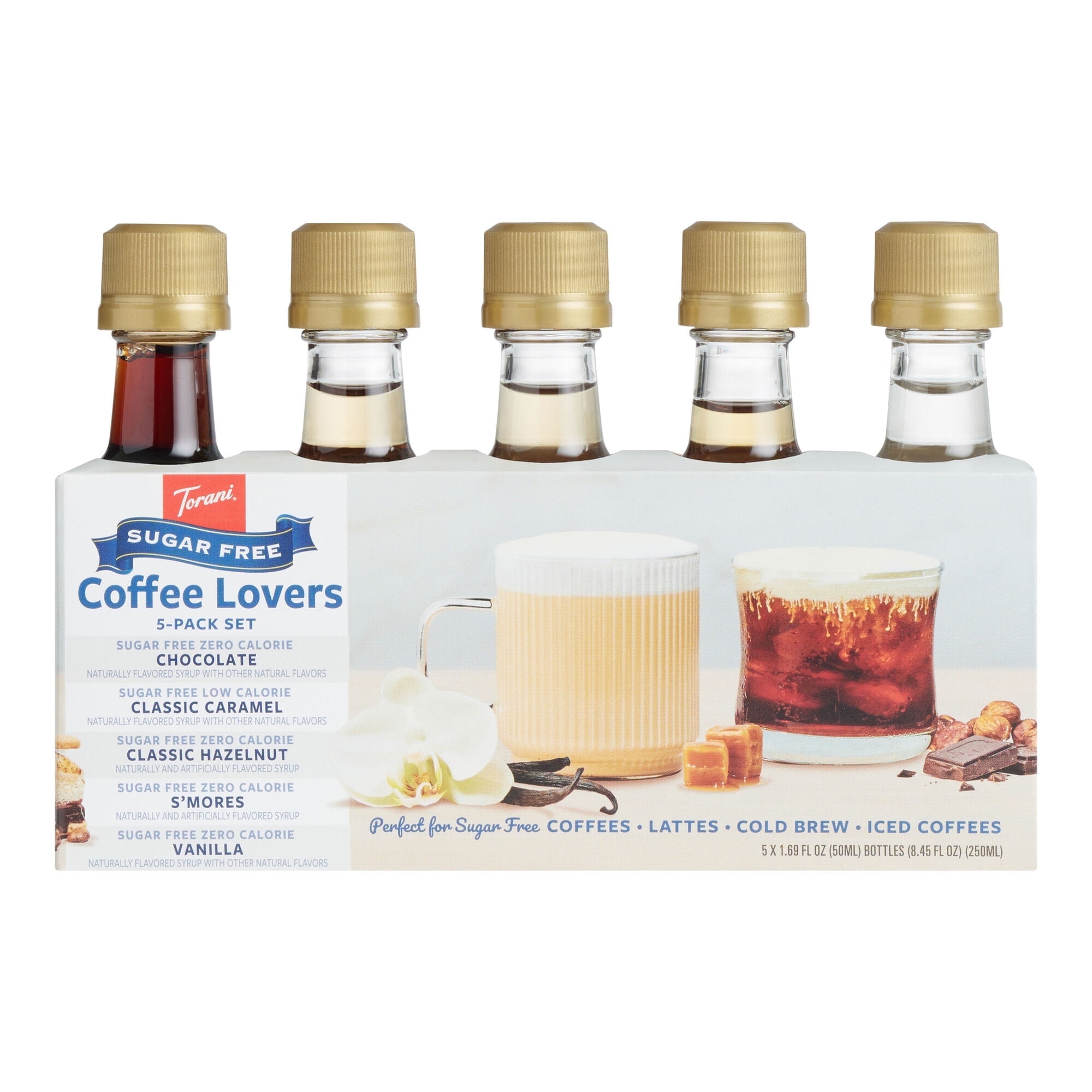 Torani Mini Sugar Free Syrup Sampler, Vanilla, Caramel, Hazelnut ...
