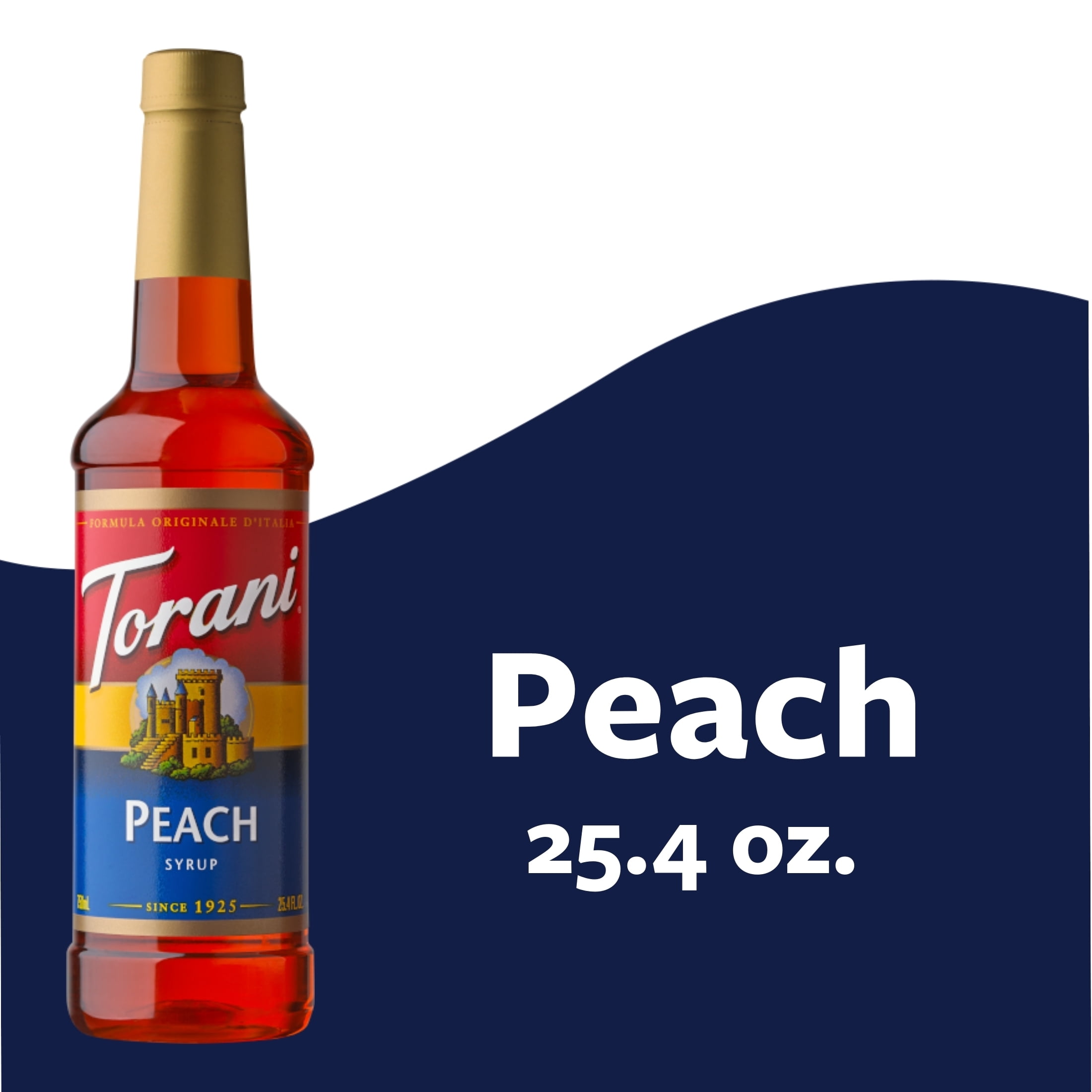 Torani Original Peach Syrup, Authentic Coffeehouse, Tea and Soda Syrup ...