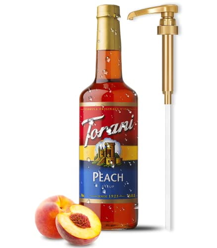 Torani Peach Syrup with Little Squirt Syrup Pump, 750ml 25.4 Ounces ...