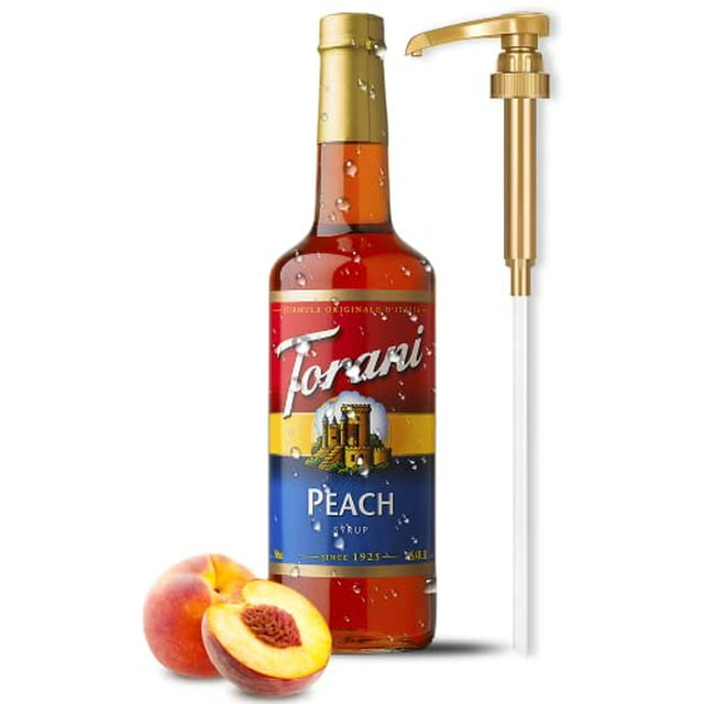 Torani Peach Syrup with Little Squirt Syrup Pump, 750ml 25.4 Ounces ...