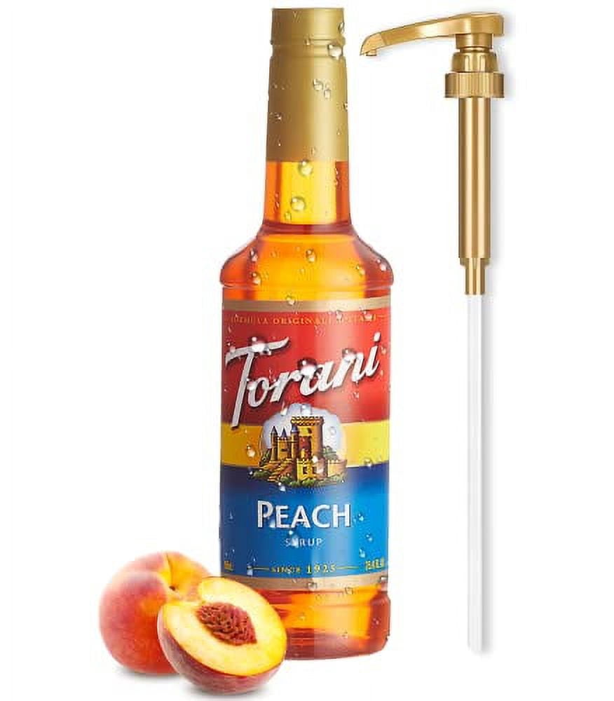 Torani Peach Syrup with Little Squirt Syrup Pump, 750ml 25.4 Ounces ...