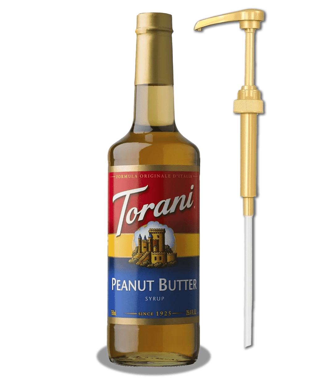 Torani Peanut Butter Syrup, 750mL (25.4 fl oz) Bottle + Gold Pump ...