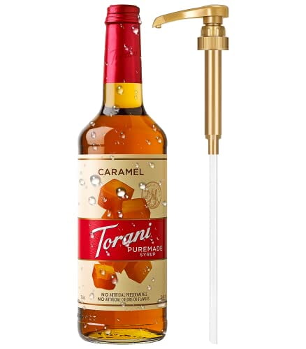 Torani Puremade Caramel Syrup with Little Squirt Syrup Pump, Glass ...