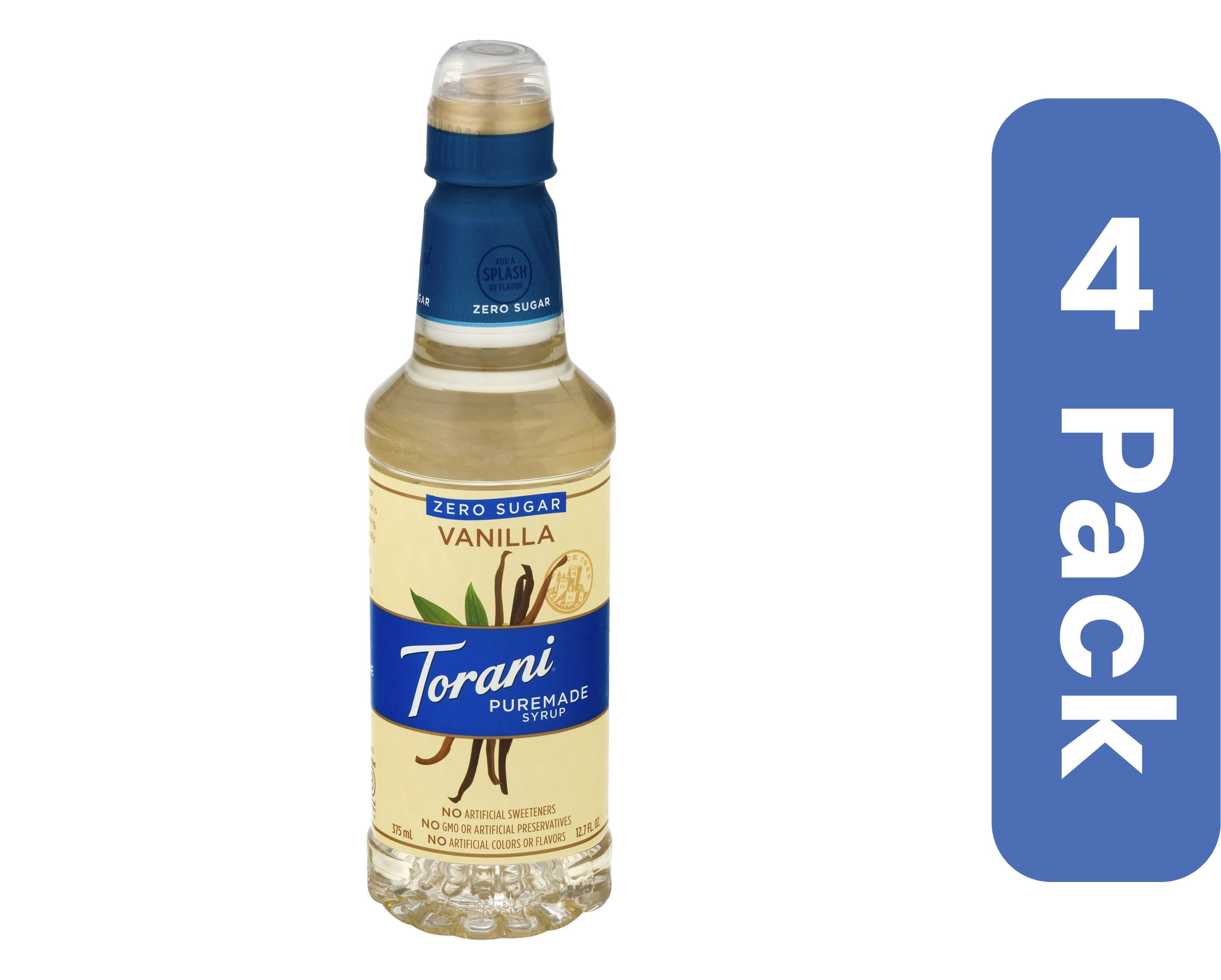 Torani Puremade Vanilla Zero Sugar Syrup 375 ml (Pack Of 4) - Walmart.com