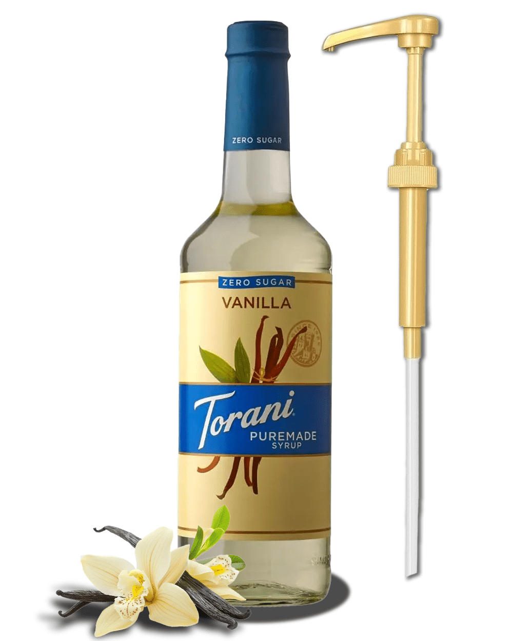Torani Puremade Zero Sugar Vanilla Syrup, 750mL (25.4 fl oz) Bottle + Gold Pump - Walmart.com