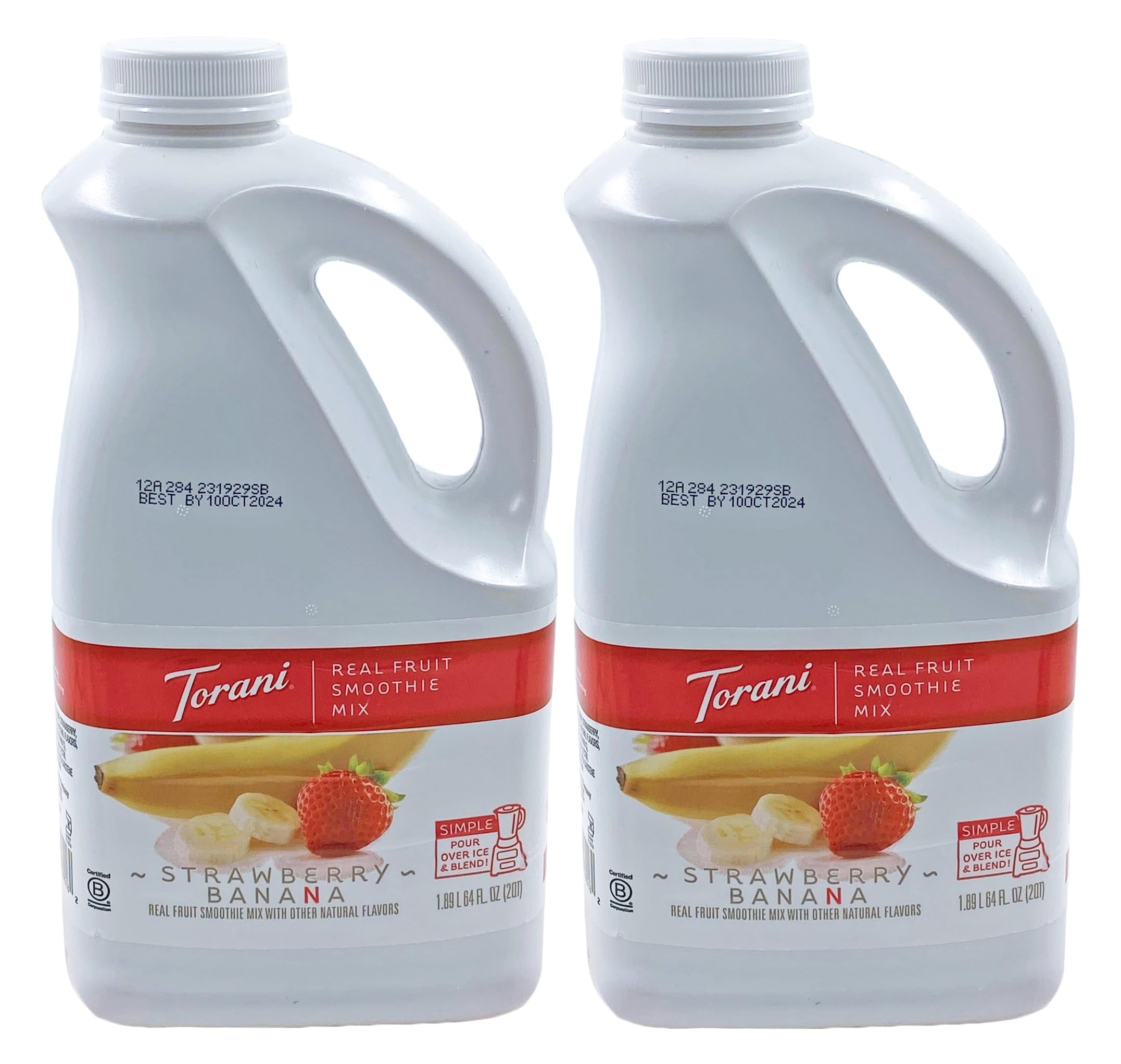 Torani Real Fruit Smoothie Mix Strawberry-Banana 64Oz (2 Pack) Packaing ...
