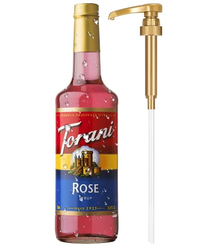 Torani Rose Syrup with Little Squirt Syrup Pump, 750ml 25.4 Ounces ...