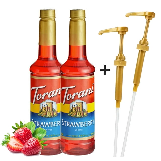 Torani Strawberry Flavored Fruit Syrup 25.4 oz (750ml) + Gold Syrup ...