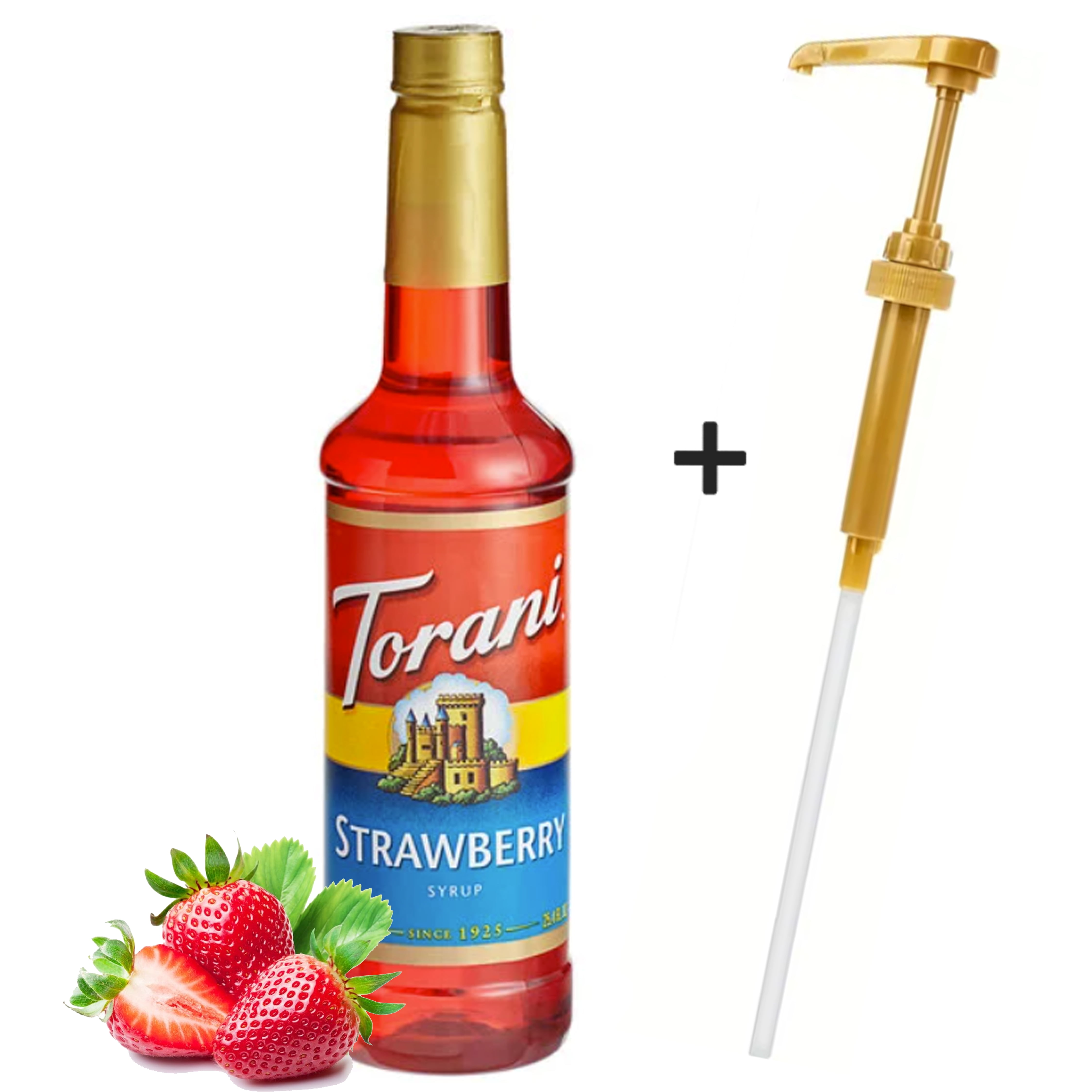 Torani Strawberry Flavored Fruit Syrup 25.4 oz (750ml) + Gold Syrup ...