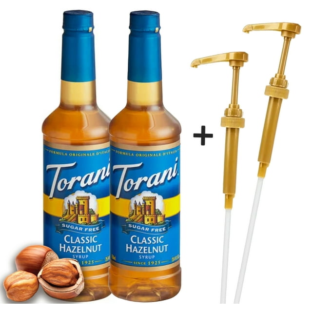 Torani Sugar-Free Classic Hazelnut Syrup, 25.4 oz (750 mL) + Gold Syrup ...