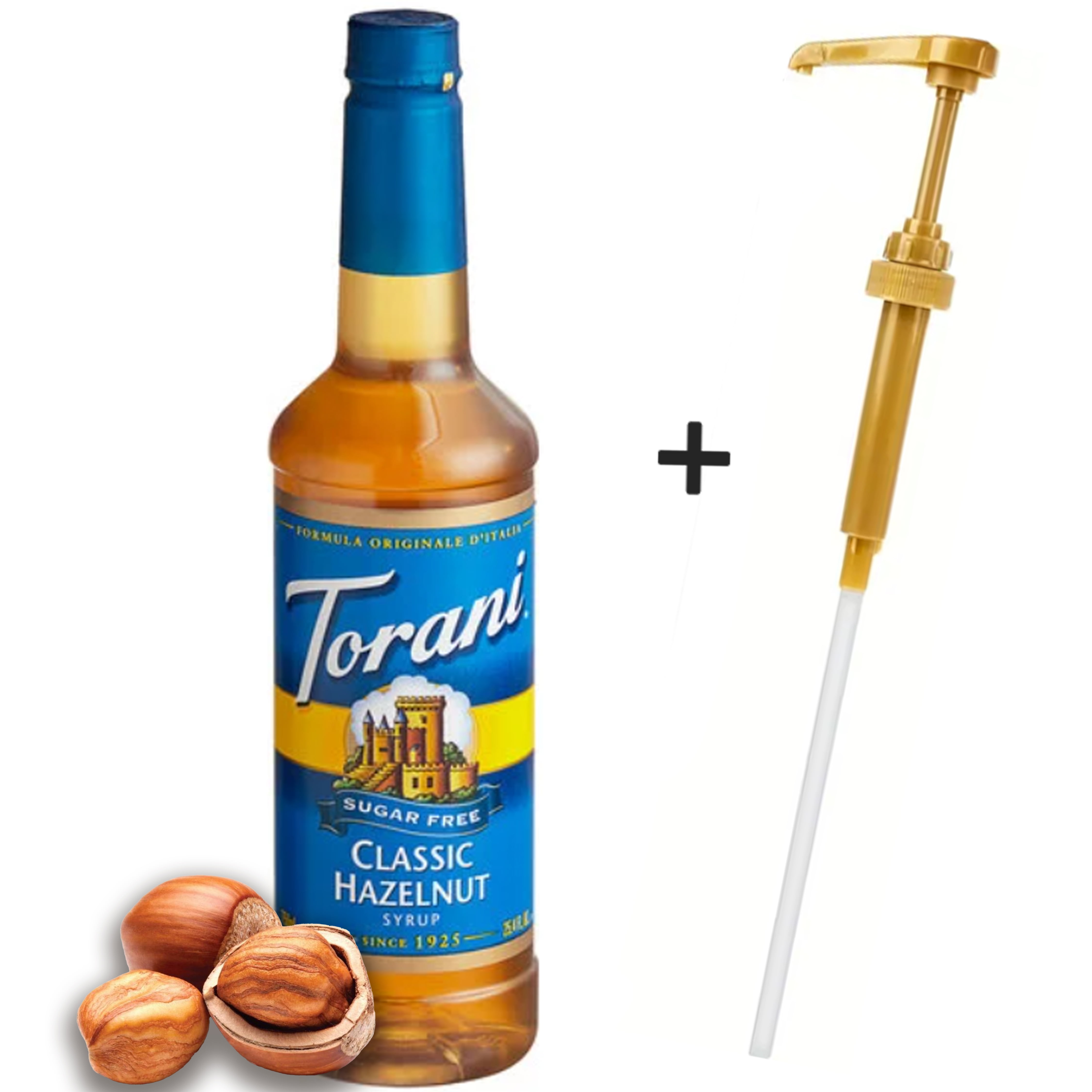 Torani Sugar-Free Classic Hazelnut Syrup, 25.4 oz (750 mL) + Gold Syrup ...
