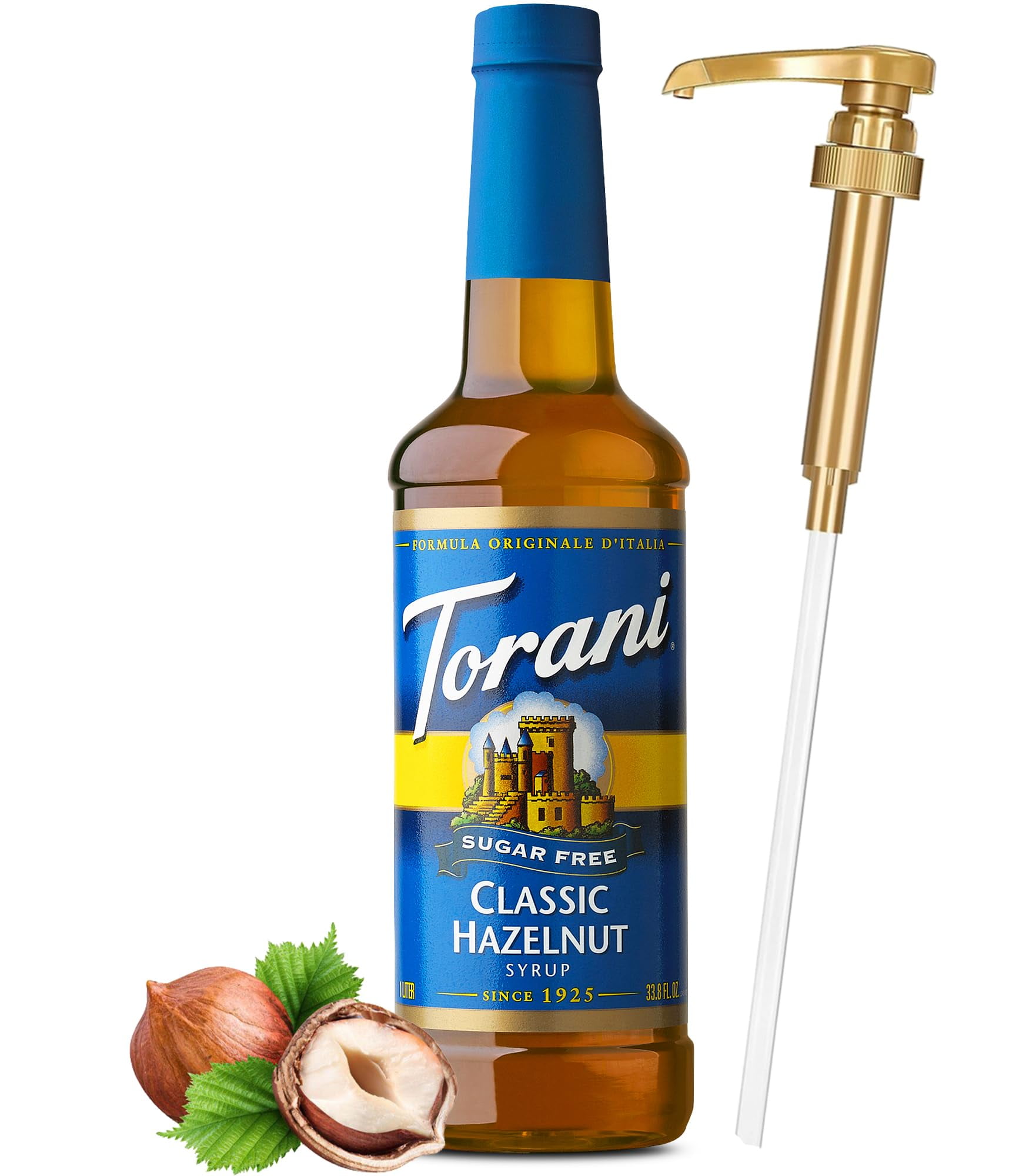 Torani Sugar Free Classic Hazelnut Syrup with Little Squirt Syrup Pump ...