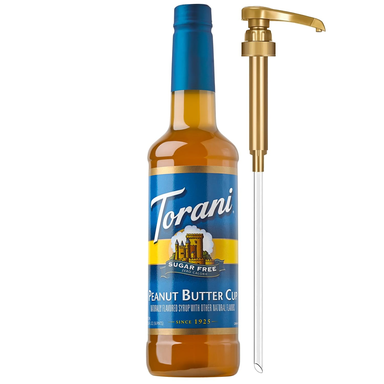 Torani Sugar Free Coffee GGA1 Syrup, Peanut Butter Cup for Drinks, Zero ...