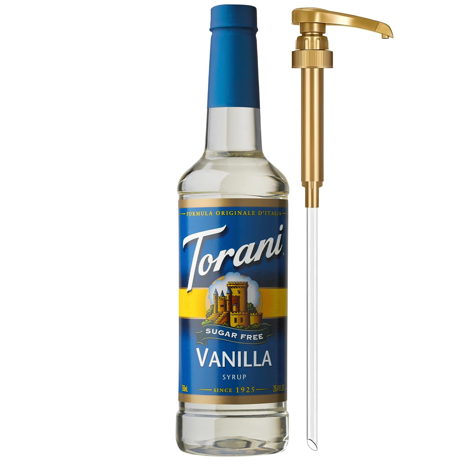 Torani Sugar Free Coffee Syrup, Vanilla Flavored Syrup For Drinks, Zero Calorie, Pump Included ...