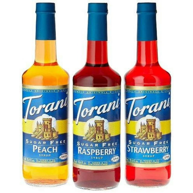 Torani Sugar Free Liquid Flavored Drinks - Raspberry, Strawberry, Peach ...