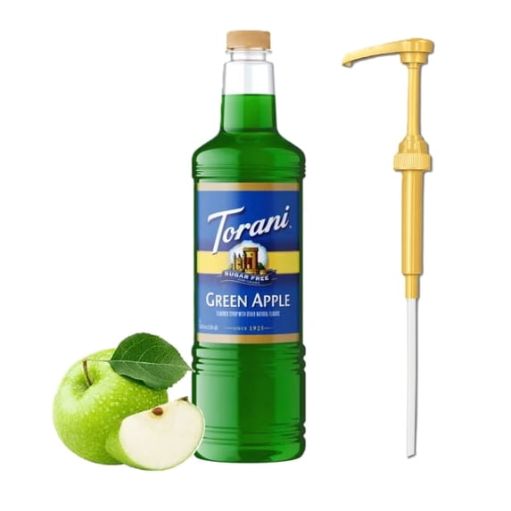 Torani Sugar Free Green Apple Flavouring Syrup, 1L Plastic Bottle with ...